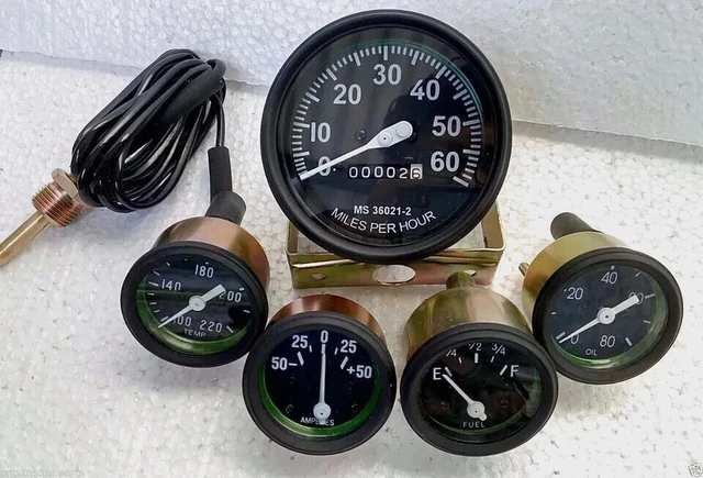 FOR WILLYS MB Jeep Ford GPW Miles Speedometer Temp Oil Fuel Amp-OLIVE ...