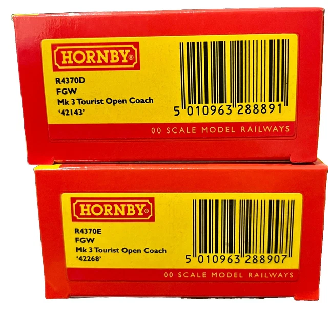 HORNBY R4370D&E PAIR Of Mk3 Open Tourist Coaches Fgw Dynamic Lines. New ...