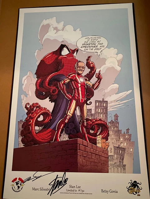 STAN LEE MARC Silvestri Signed Comikaze Print Spider-Man Iron Man ...