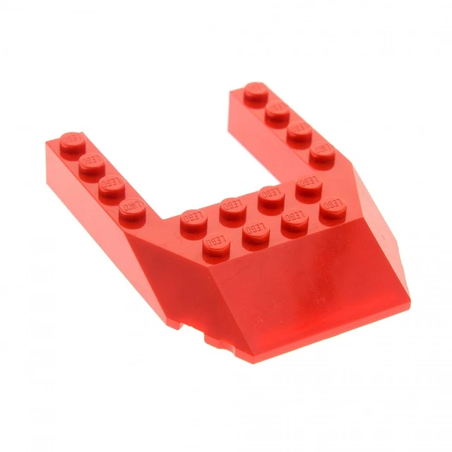 1X LEGO CUÑA Piedra 6x8x1 Rojo Oblícua Frente Tren Encaje Cockpit 4430 ...