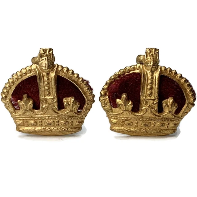 WW2 BRITISH OFFICERS Crown Epaulette Insignia Rank Pip PAIR General ...