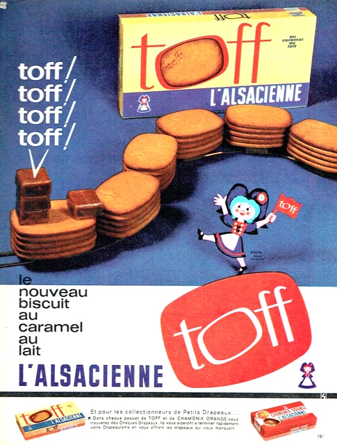 PUBLICITÉ ADVERTISING 0523 1962 biscuits l'Alsacienne Toff petits ...