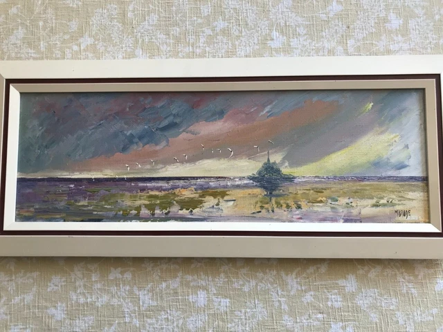 TABLEAU HUILE SUR toile Mont Saint Michel signée M.BAUDE EUR 70,00 ...