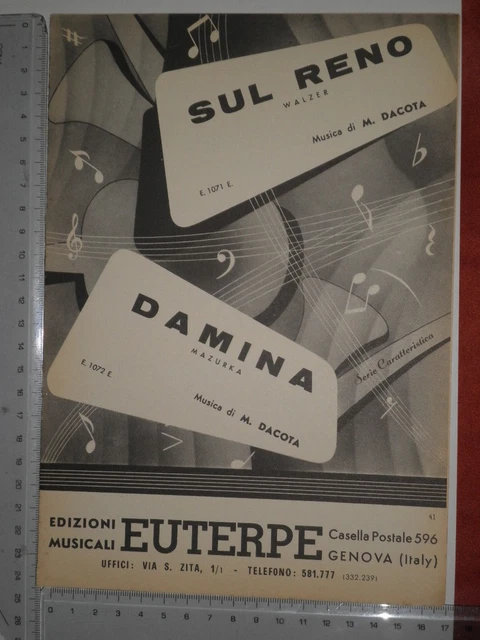 EUTERPE ED. - Sul Reno (M. Dacota) - Damina (M. Dacota) - Genova - 1963 ...