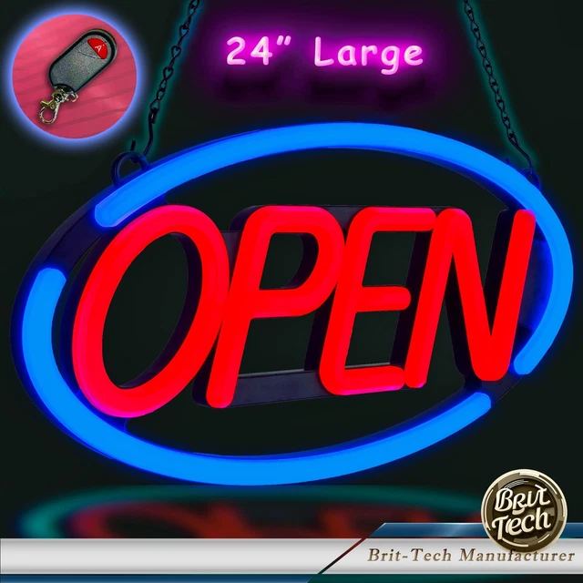 LARGE LED OPEN Sign 24" Neon Light Bright for Restaurant Bar Store Shop ...