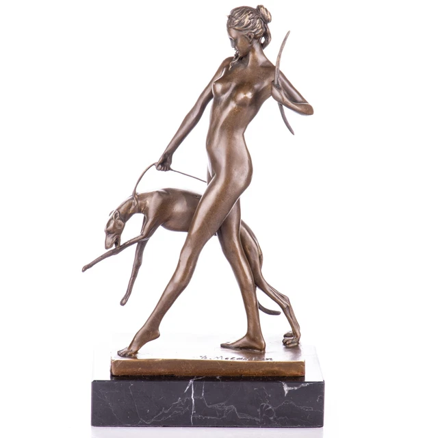 BRONZEFIGUR SKULPTUR DIANA mit Hund Mythologie Bronze Figur Statue Antik Stil EUR 220,00 ...