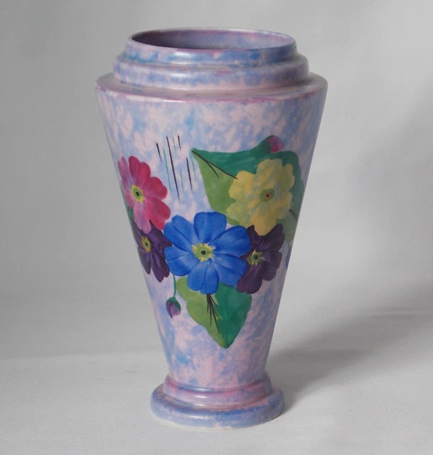 VINTAGE CARLTON WARE Handcraft Art Deco Vase Hand Painted Primula ...