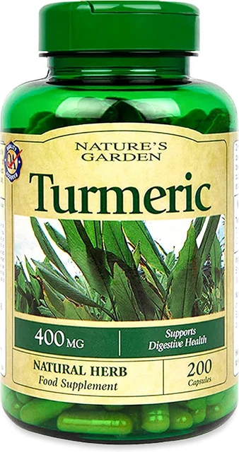 NATURE'S GARDEN TURMERIC 400mg Capsules Benefits of Curcumin 1-4 Packs ...