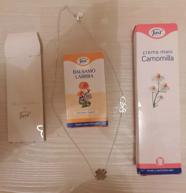 CREMA MANI CAMOMILLA balsamo labbra just collana cruciani quadrifoglio ...