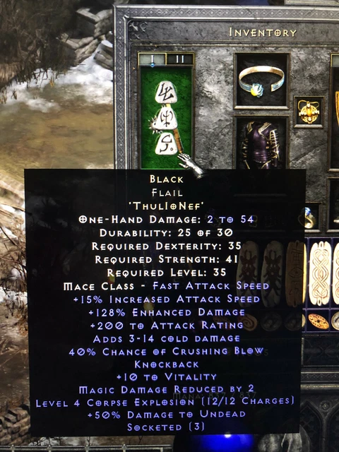 DIABLO II RESURRECTED 128%ED BLACK RUNEWORD, 40%CB FOR SMITER PC SC £0. ...