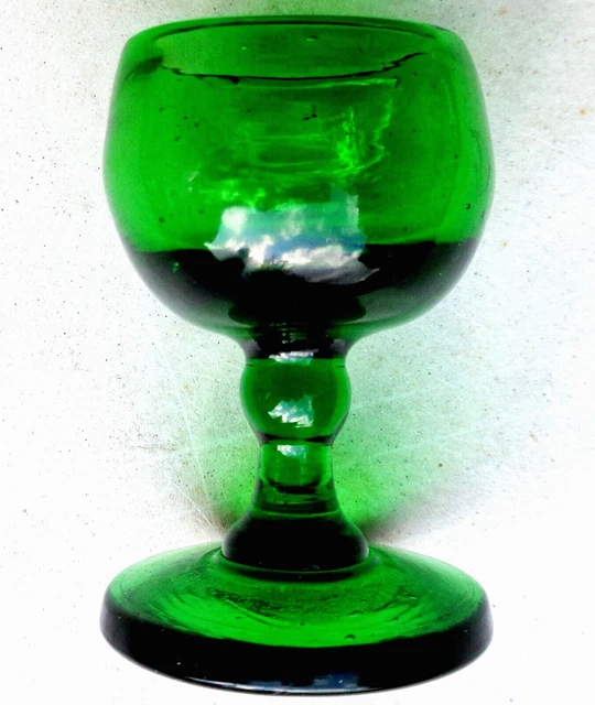 ANTIQUE VICTORIAN HAND Blown Eye Bath with Sand Pontil. 60 mm. V.G ...