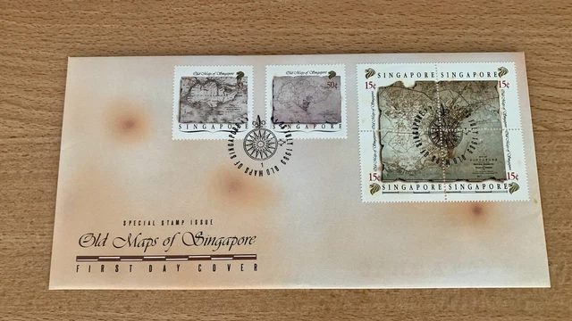 SINGAPORE, 1989 OLD Maps of Singapore Special Stamp Issue - First Day ...