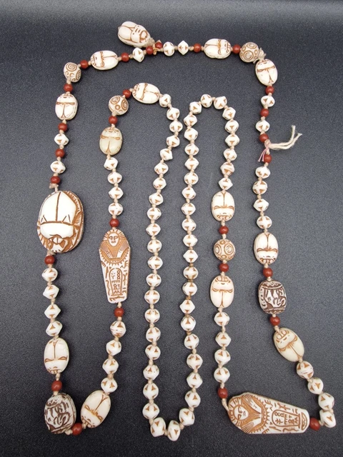 NEIGER BROTHERS NECKLACE 1920's Egyptian Revival Milk Uranium Glass £94 ...