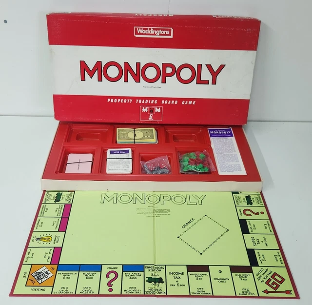 VINTAGE WADDINGTONS MONOPOLY Original Classic 1975 Red Box Edition ...