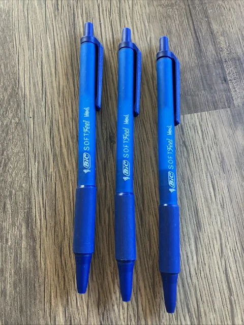 BIC SOFT FEEL 1.0mm Nib Retractable Blue Ballpoint Pens ( 3 PENS ...