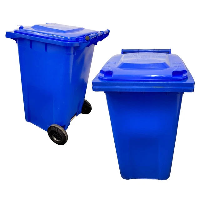 LARGE BLUE 240L Outdoor Waste Recycling Wheelie Bin With Lid, Handle ...