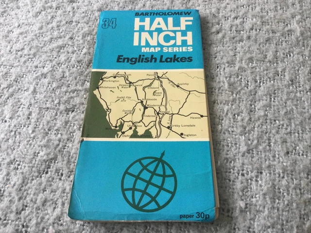 1970S OLD VINTAGE Bartholomew's Half-inch Contoured Map Sheet 34 ...