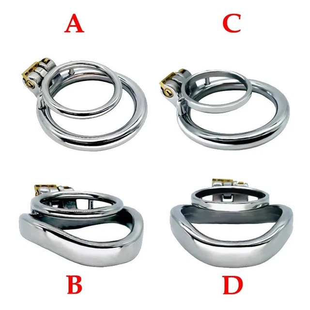 DOUBLE RINGS LOCK Male Chastity Cages Stainless Steel Salve Device ...