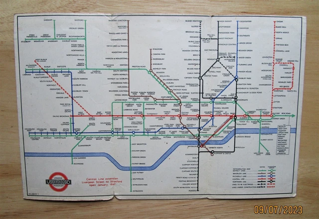 ORIGINAL NO 1, 1946 Map of London Underground Railways - H.C. Beck £29. ...