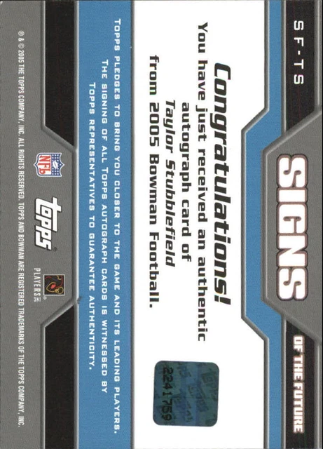 Carte Autographe 2005 Bowman Signs Of The Future Sfts Taylor