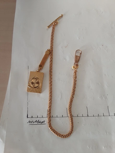 VINTAGE POCKET WATCH chain 11 ln., 18kgold filled ,stamp, pictured a ...