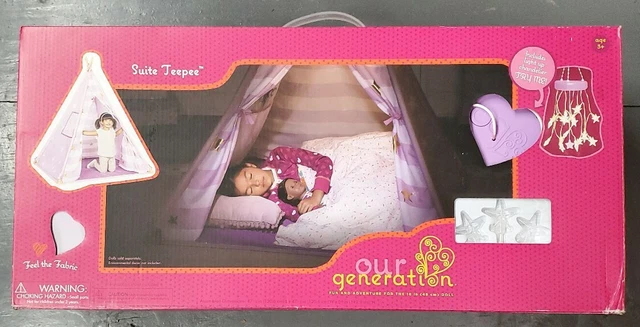 OUR GENERATION SUITE Teepee For Kids and 18" Dolls with Light Up ...