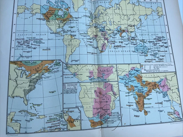 1910: MAP OF The Historical Chart Of The British Empire PSA #3C Print £ ...