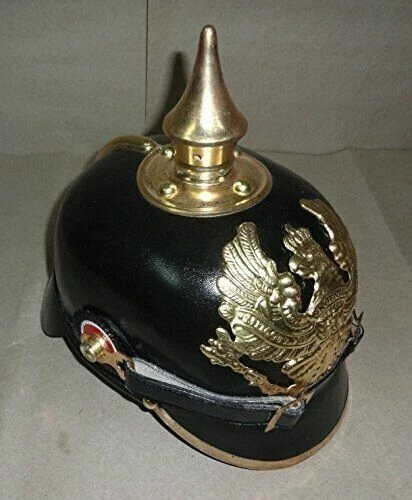 WW1 GERMAN HELMET Collectable Leather Prussian Helmet Spiked Officer ...