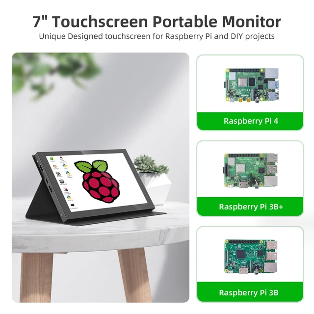 RASPBERRY PI SCREEN 7" 1024x600 IPS Portable Monitor HDMI for Raspberry ...