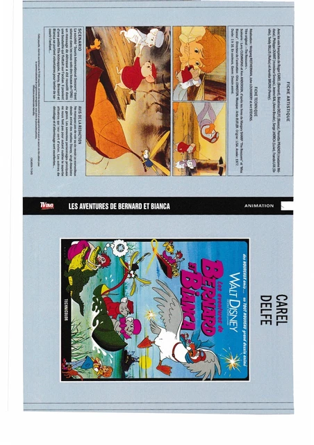 JAQUETTE DVD RECTO/VERSO (seule) : BERNARD ET BIANCA / LES 1001 NUITS ...