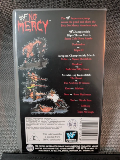 WWF NO MERCY 1999 VHS - UK Wrestling PPV - Silver Vision video - WWE ...