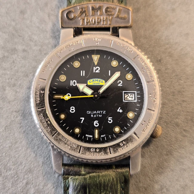 OROLOGIO CAMEL TROPHY Green Belt Quarzo 36mm ETA 555.415 Swiss Made ...