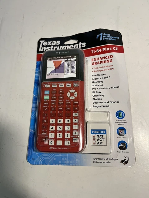 TEXAS INSTRUMENTS TI-84 Plus CE Graphing Calculator Red Programming New ...