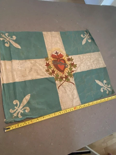 VINTAGE RARE PROVINCE Of Québec Canada Sacred Heart Carillon Flag 1930s ...