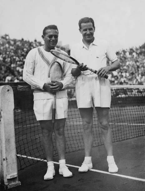 MARCEL BERNARD AND Jaroslav Drobny before Davis Cup match OLD PHOTO £5. ...