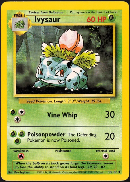IVYSAUR 30/102 BASE Set 1999 Pokemon TCG Card NM $9.89 - PicClick AU