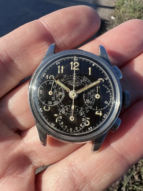 RARE HEUER MILITARY Chronograph Valjoux 71 Chronograph Vintage Watch ...