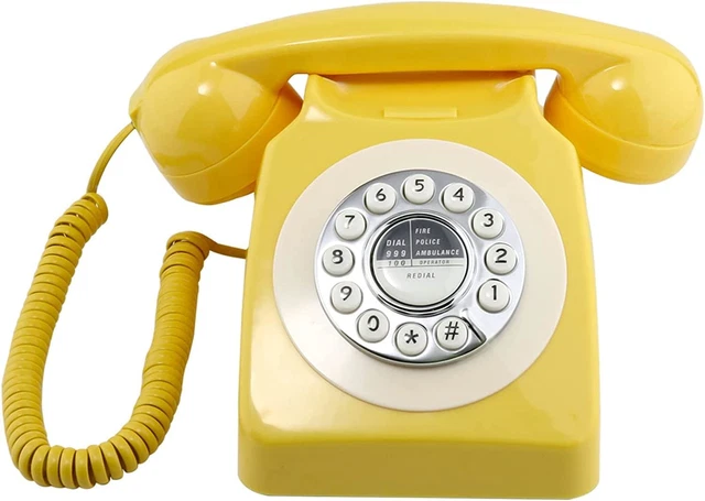 VINTAGE STYLE CORDED Telephone Retro Push-Button Desk Phone for Home ...