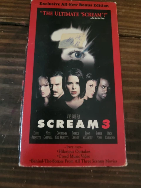 SCREAM 3 VHS Tape Horror Movie Wes Craven David Courteney Arquette Nev ...