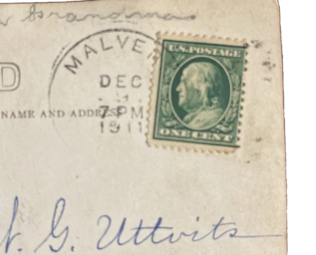 BENJAMIN FRANKLIN GREEN One Cent Stamp on a 1911 Postcard . $480.55 ...