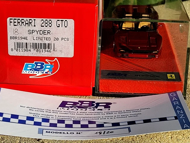RARE FERRARI 288 GTO SPYDER BBR 1/43 ROSSO METAL BBR194E N°18/20 no MR ...