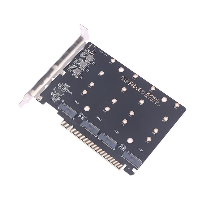 4 PORT M.2 NVMe SSD to PCIE X16M Key Hard Drive Converter Reader ...