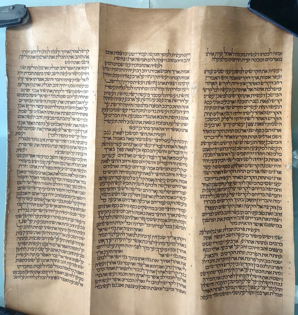 PERGAMENA EBRAICO BIBBIA Antico testamento manoscritto Esodo Torah EUR ...