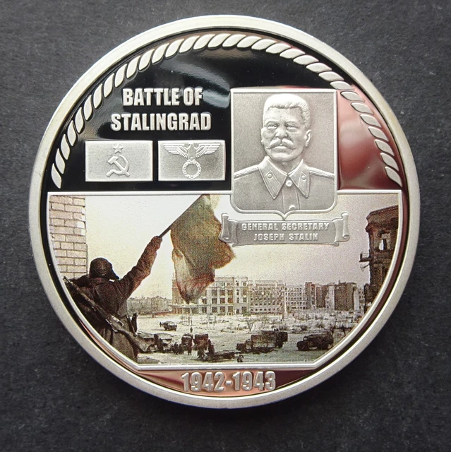 WWII BATTLE OF Stalingrad silver plated proof commemorative coin with ...