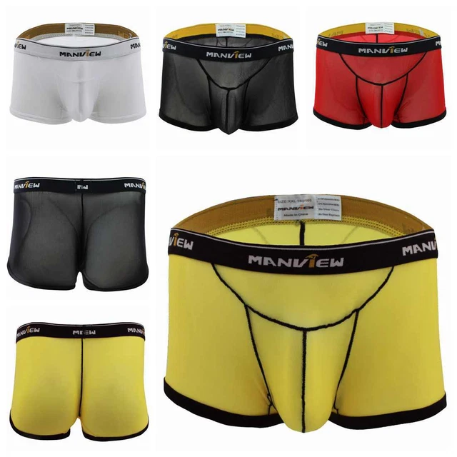 SEXY MEN MESH Sheer Boxer Shorts Trunks Briefs Bulge Pouch Breathable ...