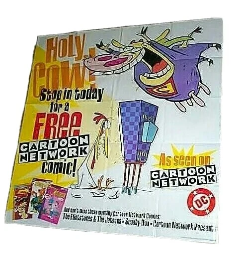 1998 CARTOON NETWORK 44x36 DC Comics promo poster:Flintstones/Scooby ...
