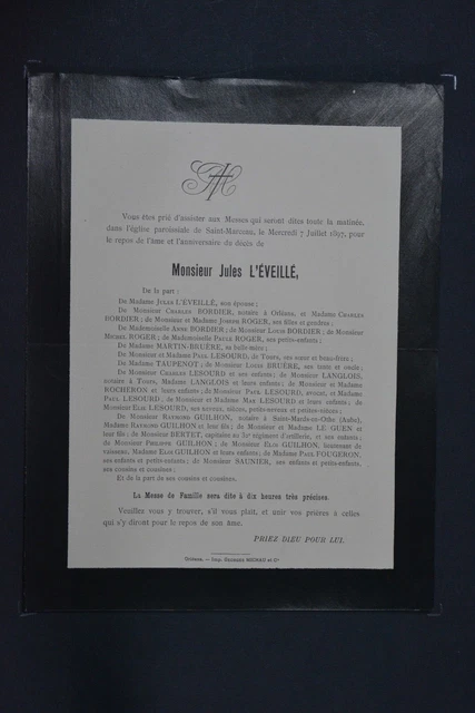 Anniversaire De DÉcÈs Jules LÉveillé 1837 1896 Orléans Loiret Eur