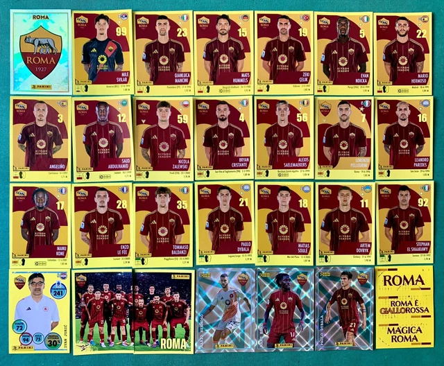 CALCIATORI PANINI 2024-25 Roma Squadra Completa - 27 Figurine + Extra 2025 EUR 10,00 - PicClick IT