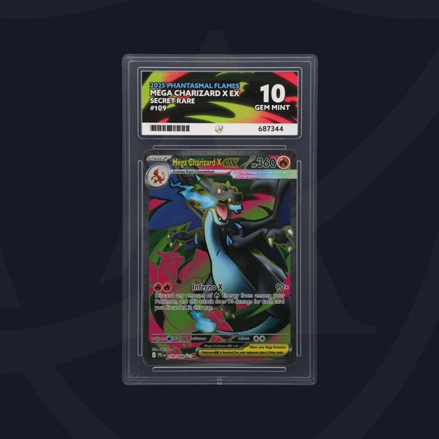 POKÉMON TCG MEGA Charizard X Ex SR 109/094 ACE 10 Perfect Subgrades Gem ...