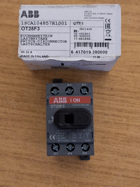 INTERRUPTOR AISLANTE DE riel DIN de 3 polos ABB OT25F3 25A Max RS 686-7269 EUR 21,21 - PicClick ES